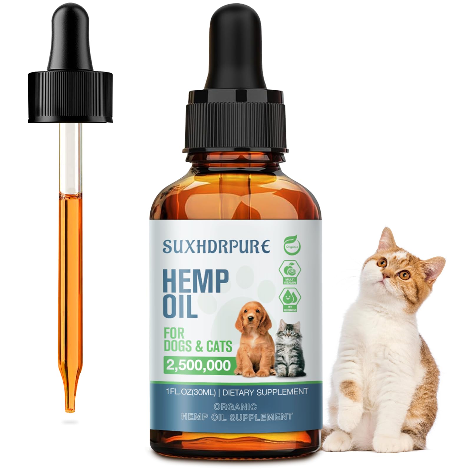 Natural Oil for Dogs and Cats - Natural Oil Drops with Omega Fatty Acids - Hip and Joint Support and Skin Health 240320015