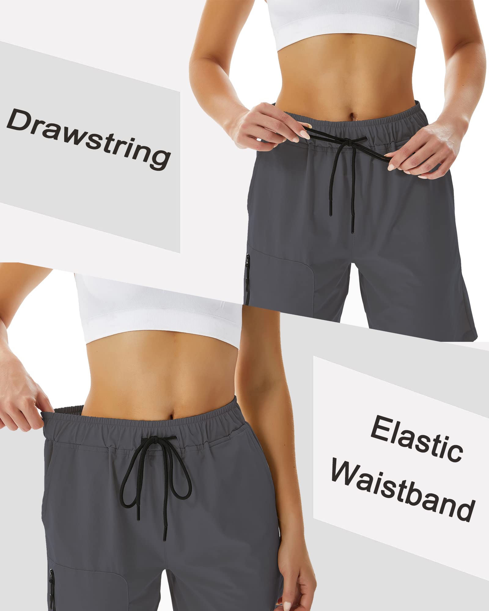 difficort Women's Hiking Shorts Cargo Lightweight Athletic Shorts for Women Camping Travel Golf Running Workout with Zipper Pockets,Grey,Large