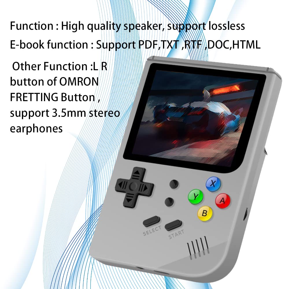 Diketigeey RG300 Handheld Game Console 2.8 Inch IPS Screen Open Source with 16 64G TF 5000+ Games 64Bit PS1 PCE 6 hours battery life Open Linux System Game Player (Gray)