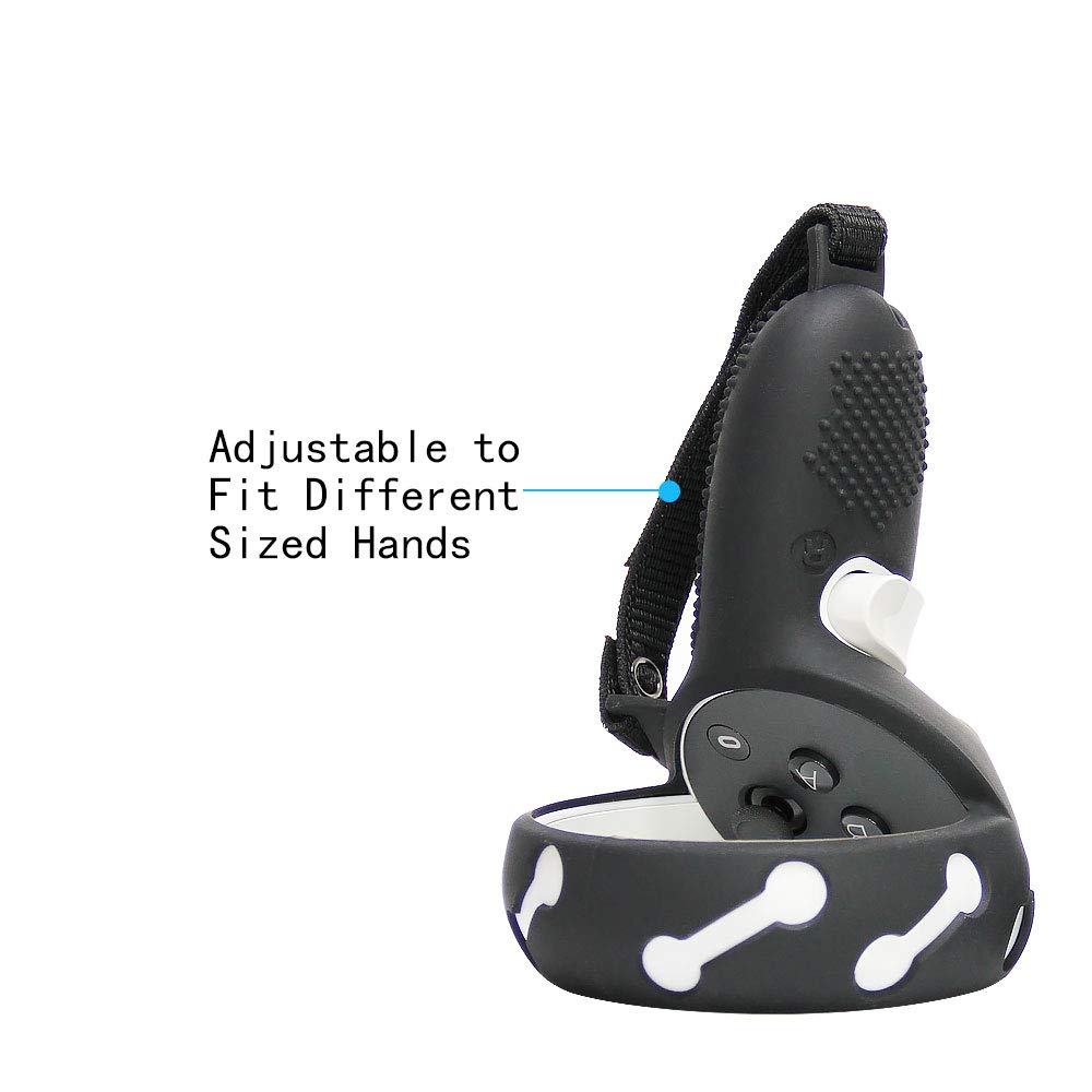 VRbrother Controller Grip Cover for Oculus Quest 2,Accurate Infrared Signal Holes Ensure That Signals are Not Lost,Anti-Throw Hand Strap Adjustable Wrist Knuckle Strapstrap,VR Cover Accessories,Black
