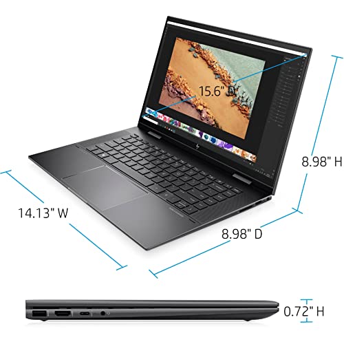 HP 2023 Envy x360 15.6" Touchscreen FHD 2-in-1 Laptop Computer, Octa-Core AMD Ryzen 7 5825U (Beat i7-1185G7), 32GB DDR4 RAM, 1TB PCIe SSD, WiFi 6, Bluetooth 5.2, FR, Windows 11, BROAG Cable