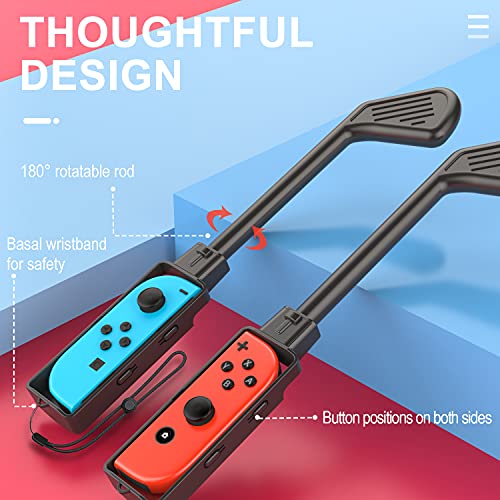 TiMOVO Golf Clubs Compatible with Nintendo Switch Mario Golf: Super Rush Game/Switch Sports, 2 Pack Golf Handle with Hand Strap Game Accessories Golf Grips Fit Switch/Switch OLED Controller, Black
