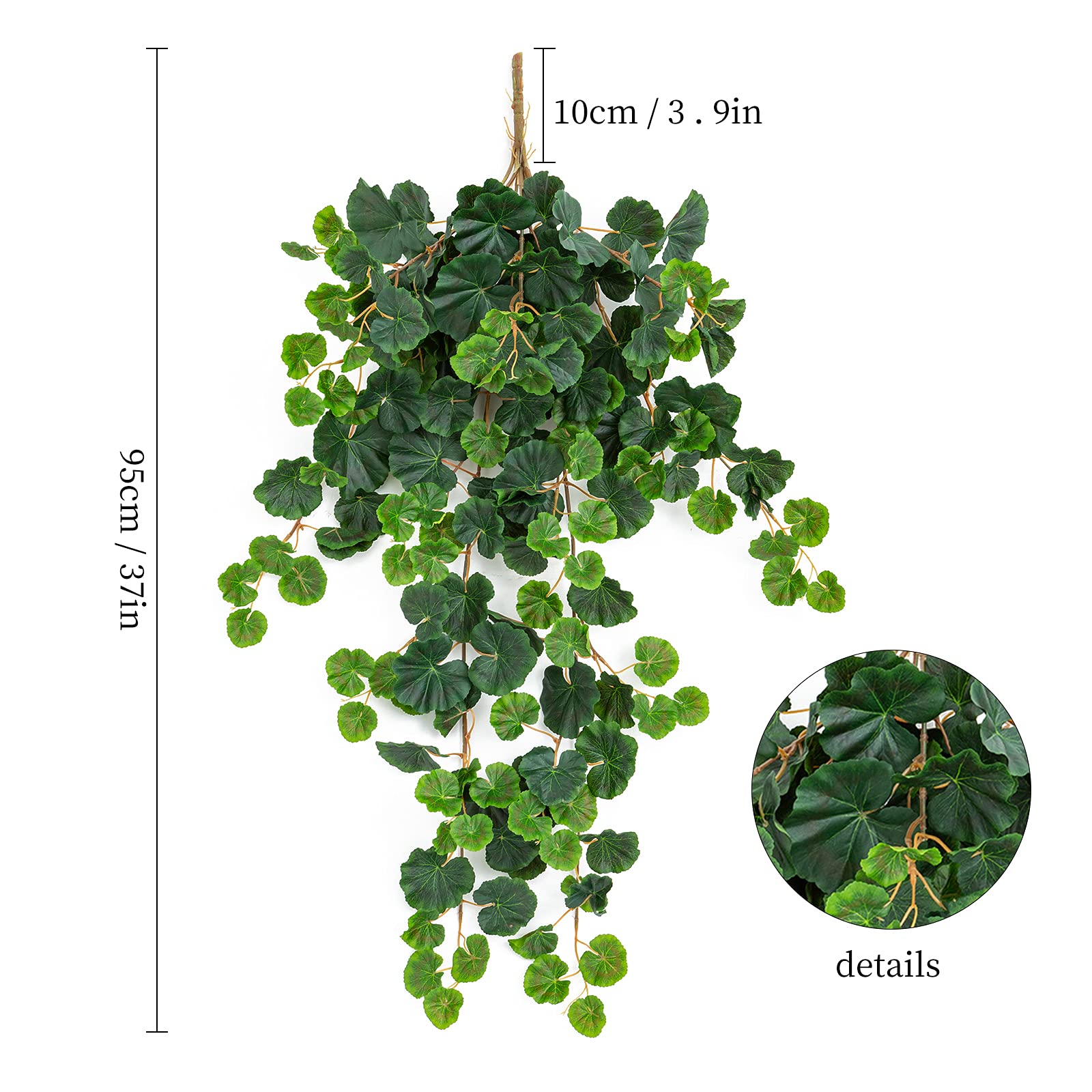 TINGHONG Artificial Hanging Plant 3.2 Ft Fake Vine Begonia Leaf Plant for Wall Home Room Garden Wedding Decoration
