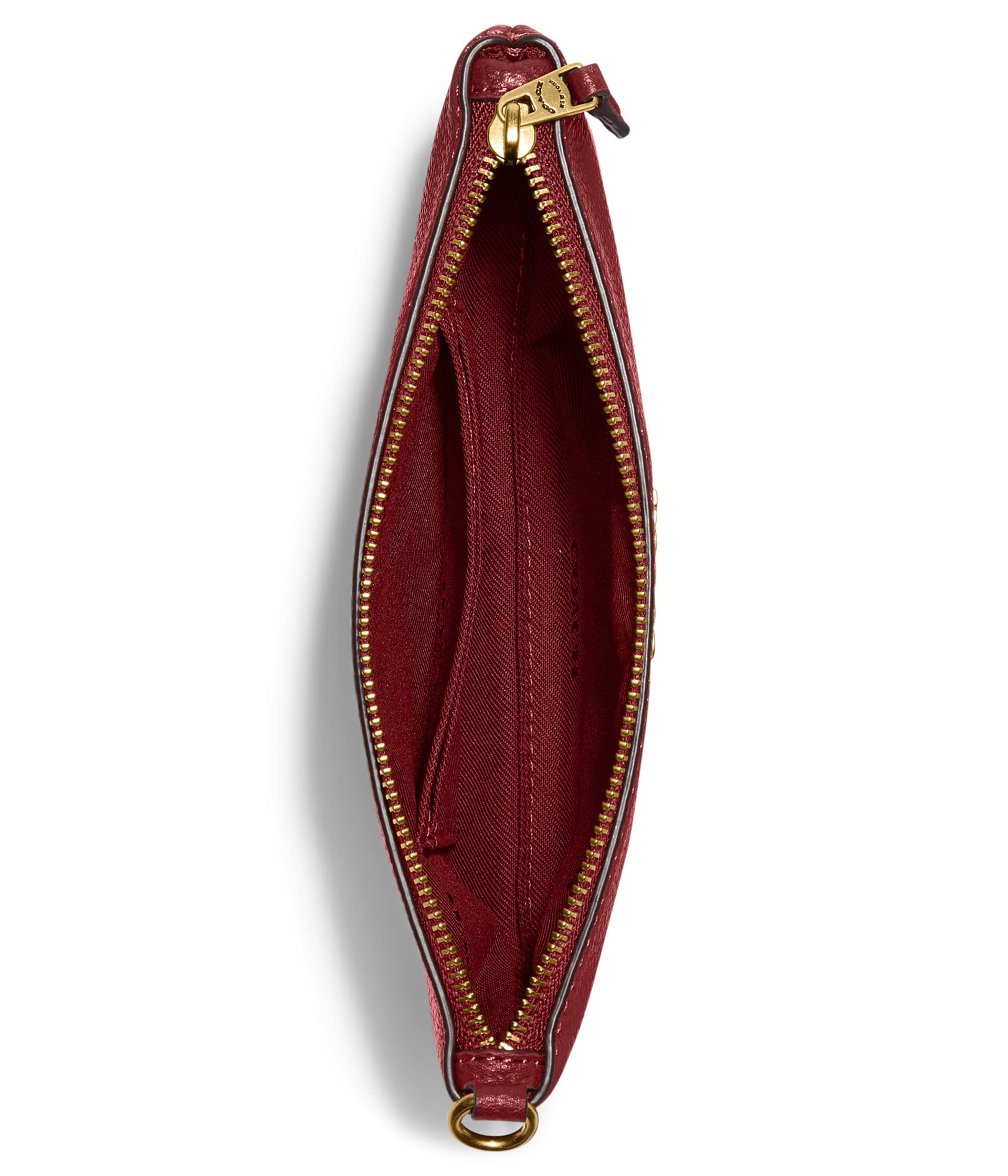 Coach Box Program Polished Pebble Small Wristlet Cherry One Size