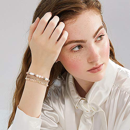 Wovanoo Leather Wrap Bracelet Set 3Pack Multilayer Cuff Bracelet Magnetic Clasp Bracelet Bead Crystal Bracelet for Women Girls Crystal