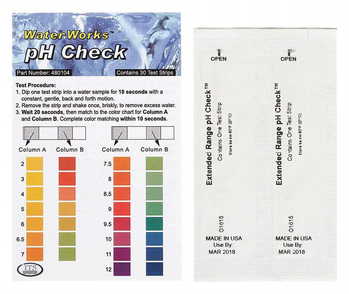 Industrial Test Systems WaterWorks 480104 pH Check, 30 Seconds Test Time, 2-12 pH Range (Pack of 30)