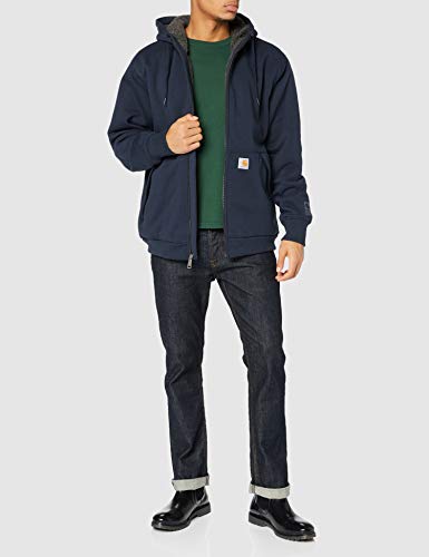 Carhartt Men's Rain Defender Rockland Sherpa Lined Hooded Sweatshirt, New Navy, Small