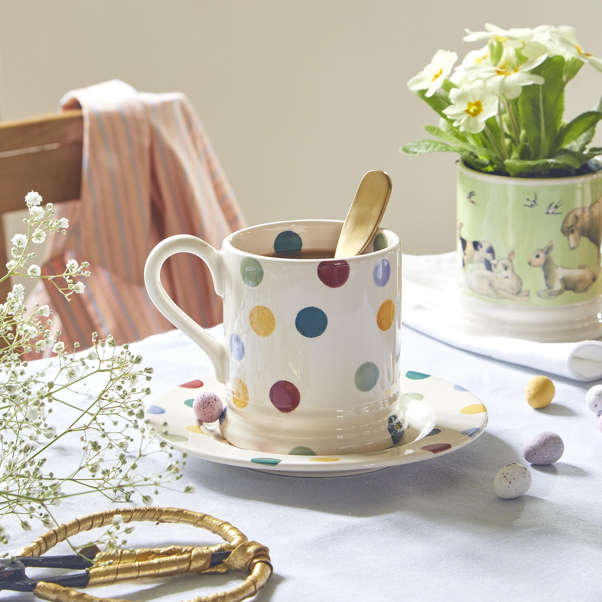 Emma Bridgewater Boho Handmade Ceramic Polka Dot Gift Half-Pint Coffee and Tea Mug