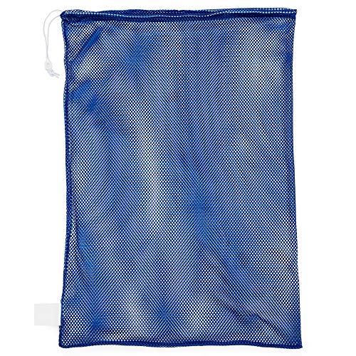 Champion Sports Mesh Sports Equipment Bag, Blue, 24x36 Inches - Multipurpose, Nylon Drawstring Bag with Lock and ID Tag for Balls, Beach, Laundry