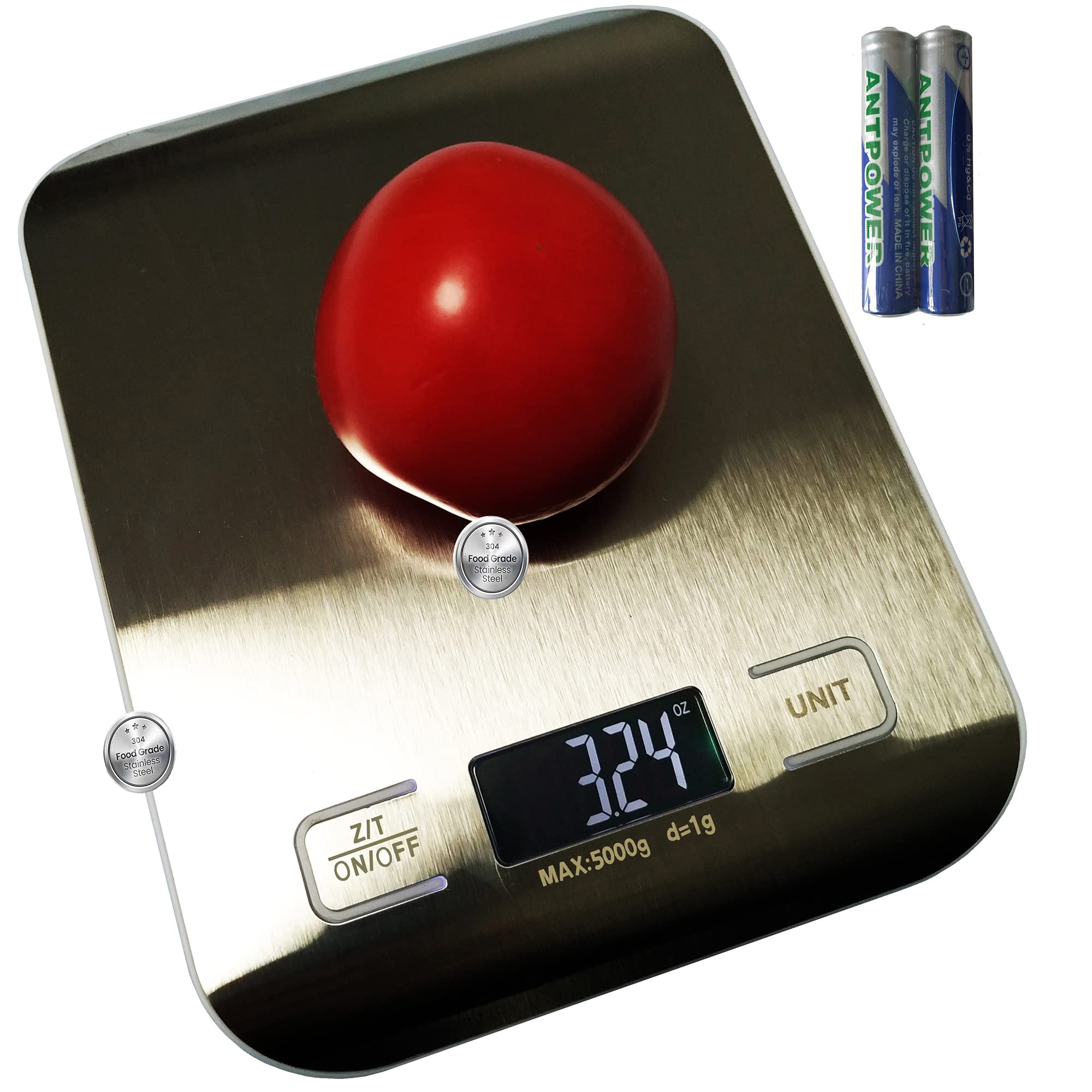 Digital Food Kitchen Scale Baking, Cooking, Keto and Meal Prep, Small, 304 Stainless Steel, High Precise Measuring Scale for Food Ounces and Grams, Blue Surface with Backlit LCD Display
