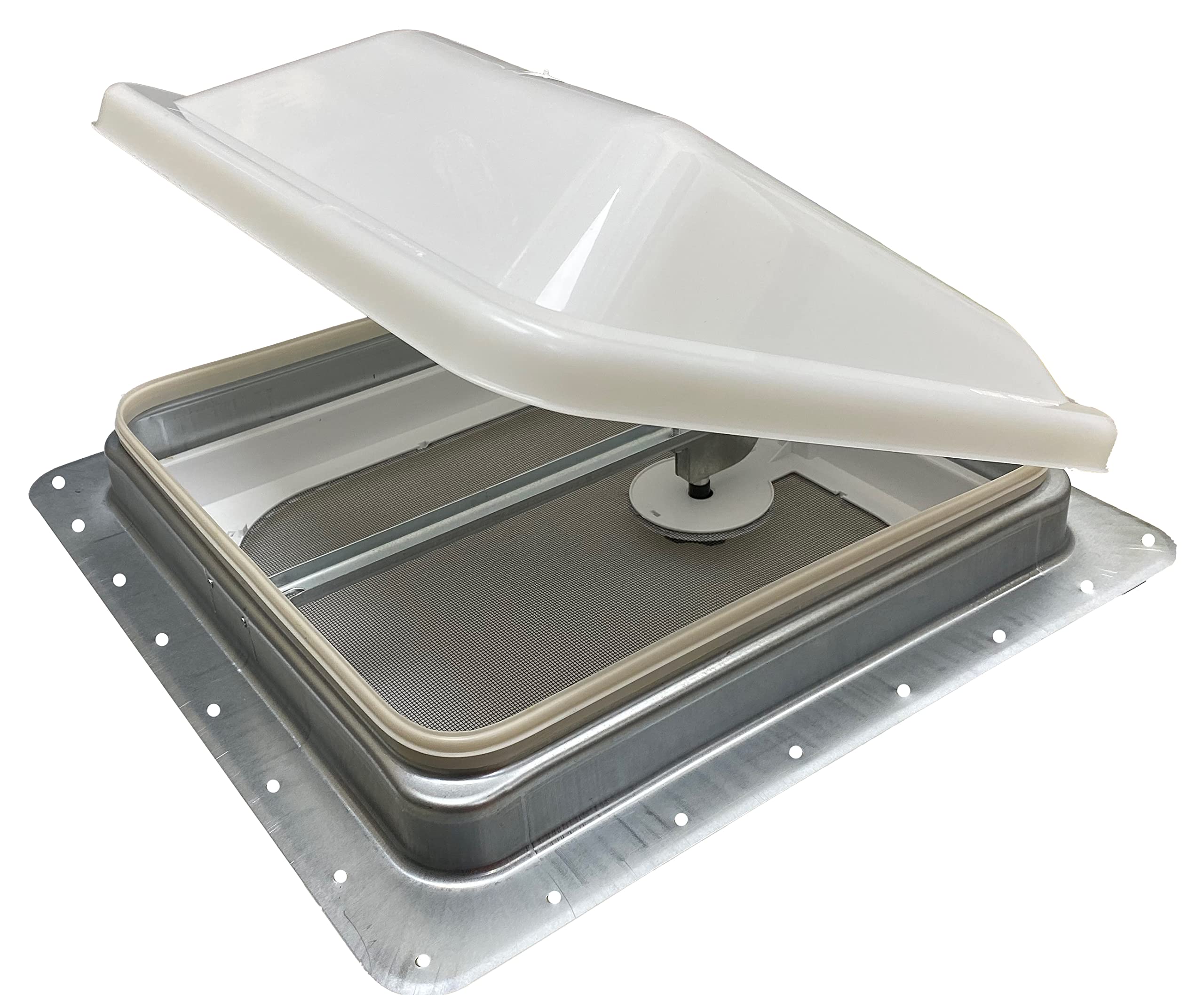 classAcustoms VL-W-1G | 14" RV Roof Vent | White Lid | Non-Powered | w/ 1" Garnish Trim Ring