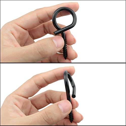 ITROLLE 20Pcs 304 Stainless Steel Christmas Lights Hanger Hooks, Easy Release Open Loop with Buckle Design, Black