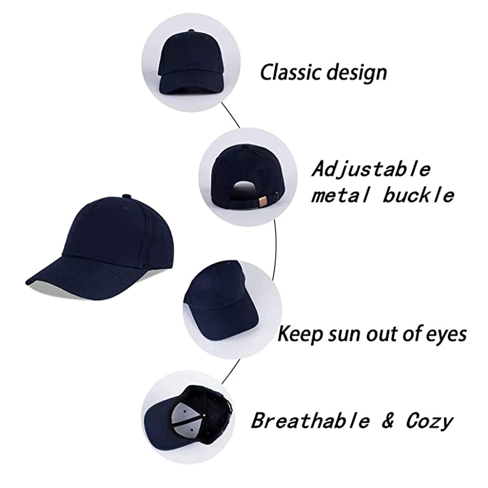 Classic Baseball Cap Low Profile Adjustable Cotton Caps for Running Cycling Hiking Golf DriveUnisex Dad Hat Fits Men Women, All Cotton Made (red + Blue)