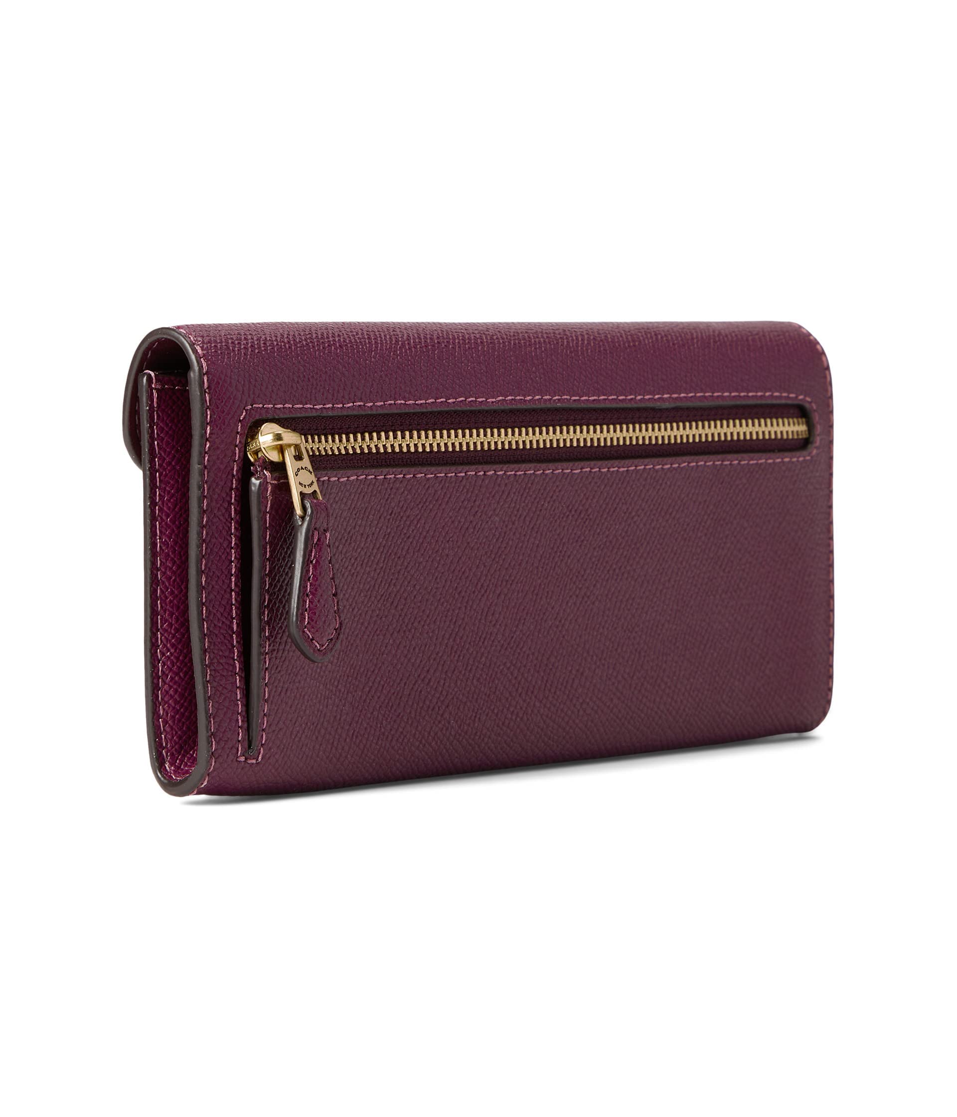Coach Cross Grain Leather Wyn Soft Wallet Deep Berry One Size