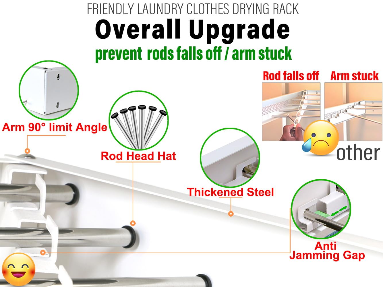 MaiHongda Invisible Wall Mounted Laundry Clothes Drying Rack Clothing Retractable Wall Hanger Collapsible Hanging Towel Holder for Laundry Bathroom Indoor/Outdoor(White,5 Rods,32")