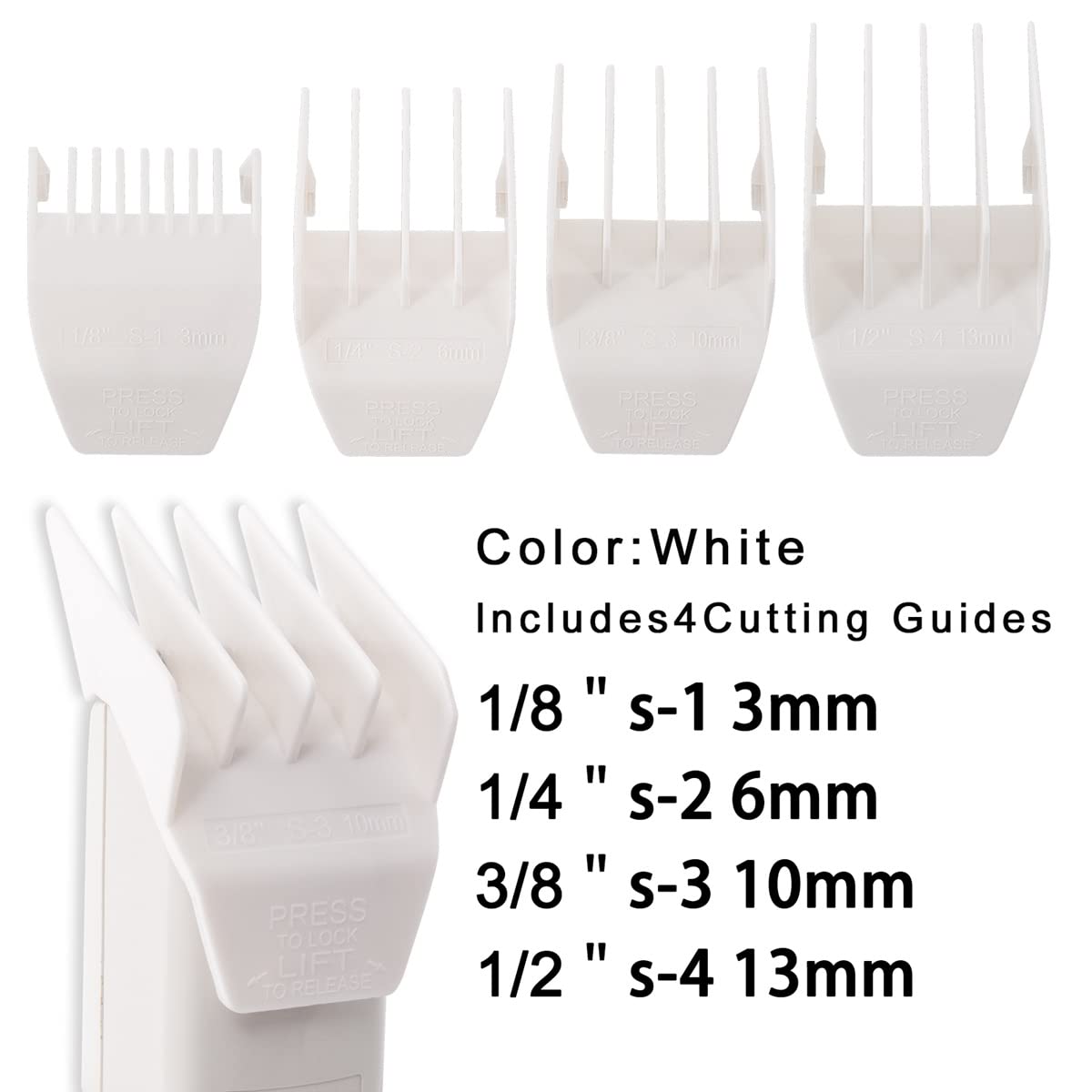 Professional Peanut Clipper Guards for Wahl Peanut β From 1/8 Inch to 1/2 Inch, Fits for Wahl Peanut, White-4PCS