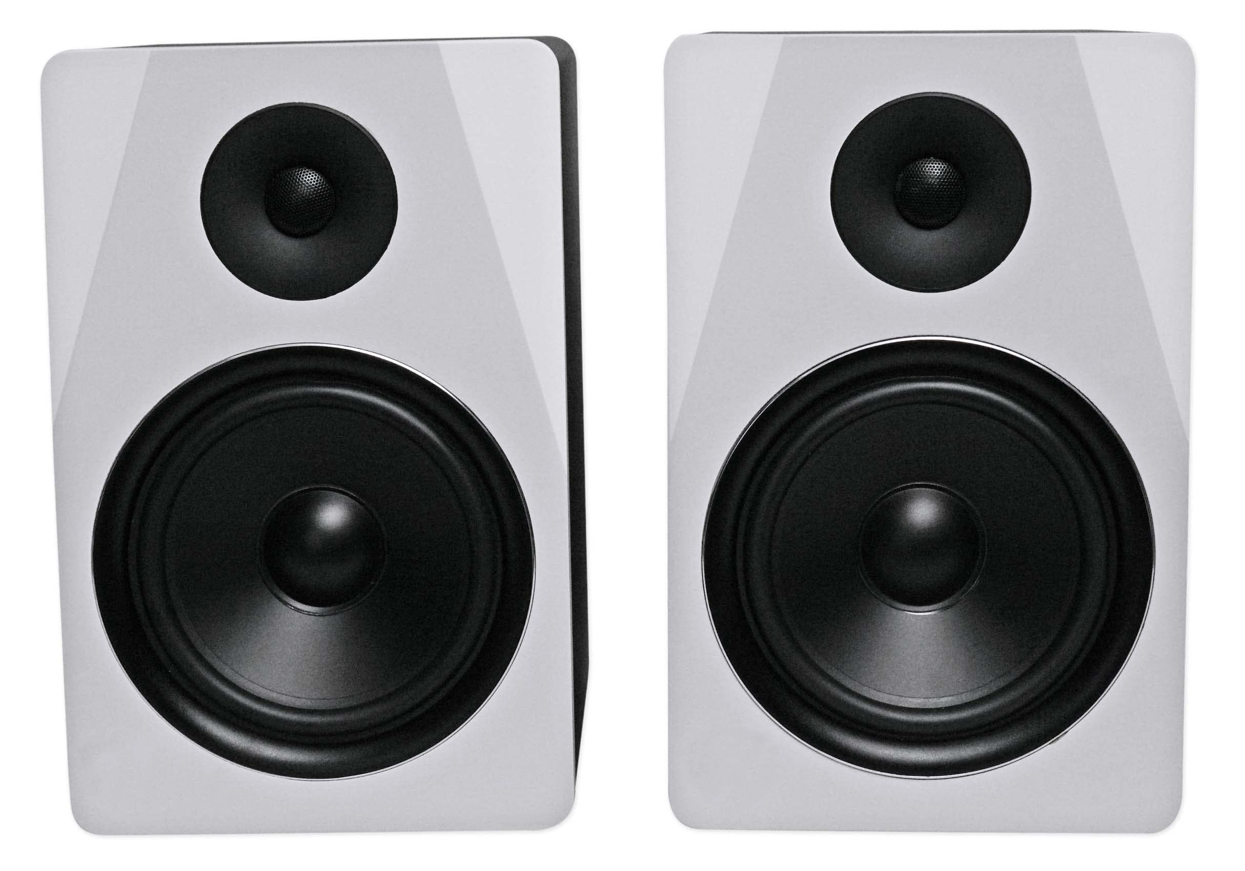 Rockville APM8W Powered USB Studio Monitor Speaker Pair in White, 8", 2-Way, 500W, EQ, MDF Wood, RCA/XLR, Perfect for Studios, Recording, Music