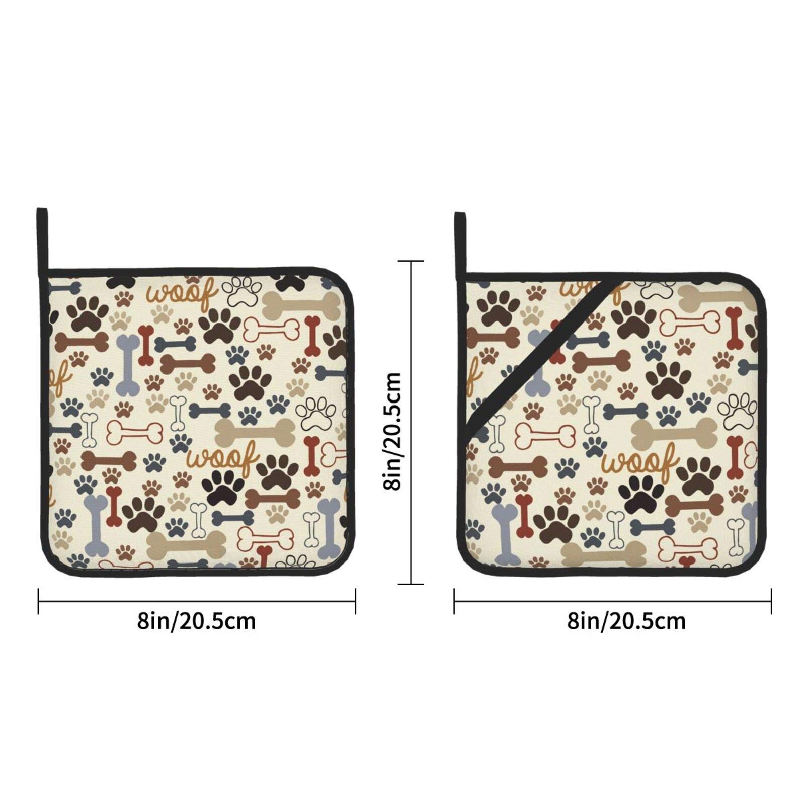 Dog Paw Pot Holders for Kitchen Heat Resistant Potholders for Cooking Baking Grilling Microwave