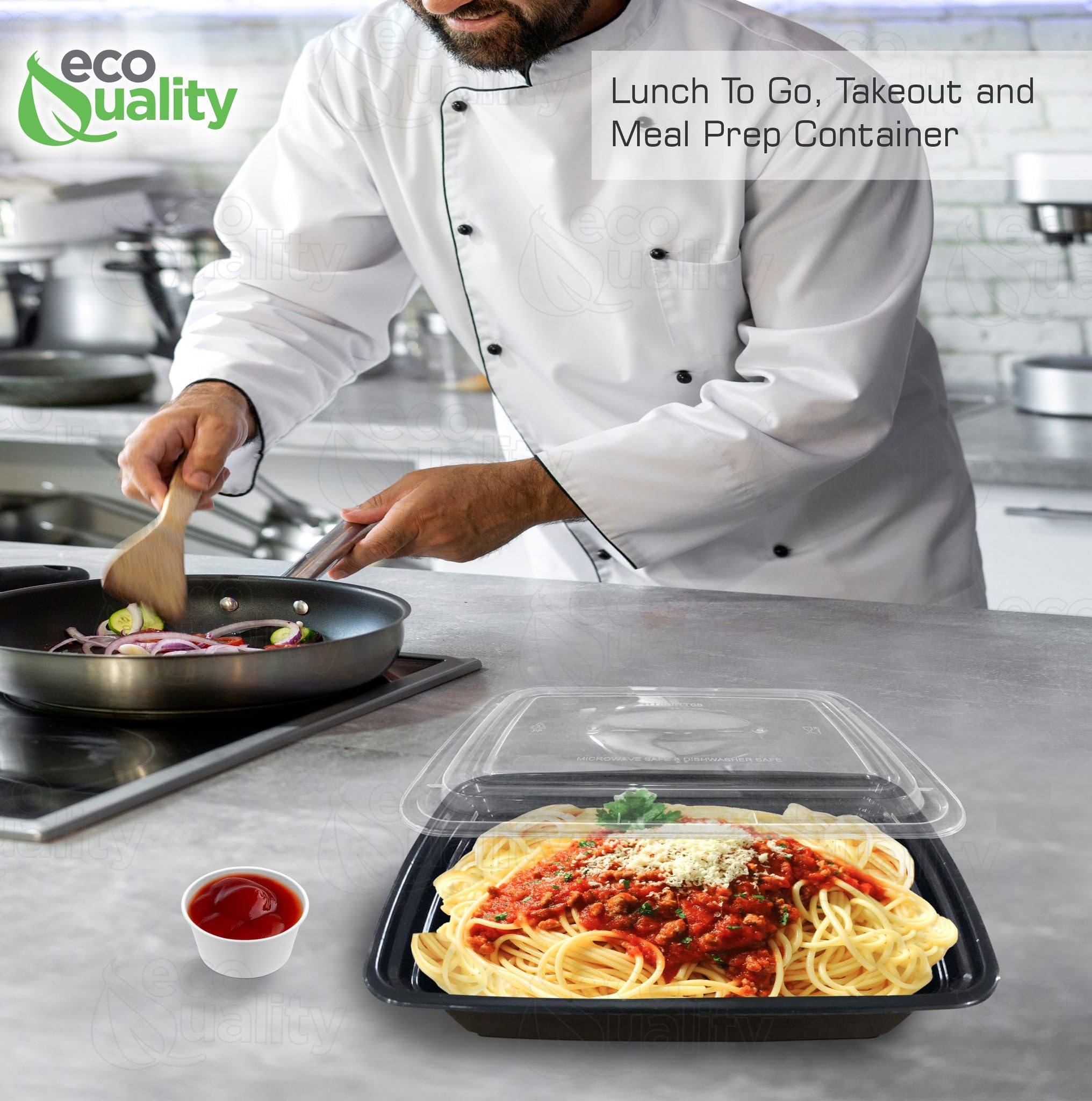 EcoQuality 38 oz Reusable Food Storage 25 Pack Containers with Lids Rectangular BPA Free Freezer, Microwave & Dishwasher Safe β Airtight & Watertight Stackable, Lunch Meal Prep, To-Go, Bento Box