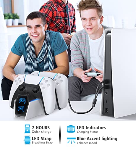 PS5 Charging Station, Playstation 5 PS5 Controller Charger Station with 2 Pack Fast Charging Cords Replacement for Sony DualSense Controller, OIVO PS5 Remote Control Charger, Charging Docking Station