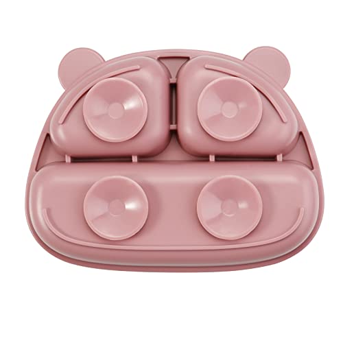 PandaEar 2 Pack Silicone Baby Suction Plates with 2 Spoons for Self Feeding, 100% Silicone Kids Toddler Suction Plates, Divided Baby Plate Set, Microwave & Dishwasher Safe, BPA Free