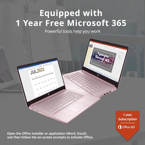 HP Stream 14 Inch Laptop for College Students, School, Intel Celeron N4020, 8GB RAM, 64GB eMMC, Windows 11, Office 365 1 Year, Pink, PCM