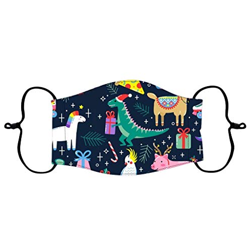 Walsent 5PCS Children Cute Print Washable and Adjustable Face Bandanas for Kids Outdoor Protective Stay Safe Face Bandanas, Christmas Decorations