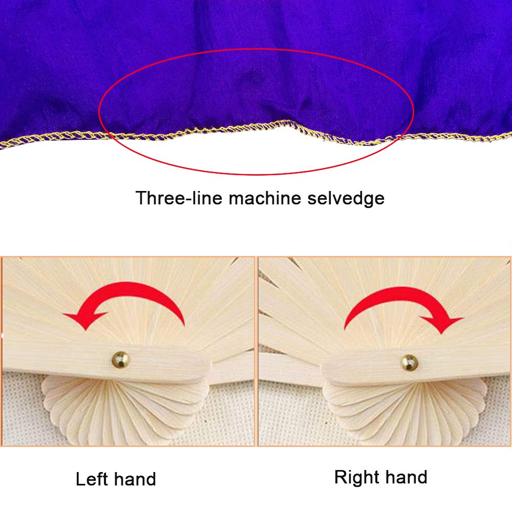 FOSER 1 Pair 1.8M Silk Belly Dance Fan, National Dance Dancing Long Bamboo Fan(Left + Right) (Gradual Blue)