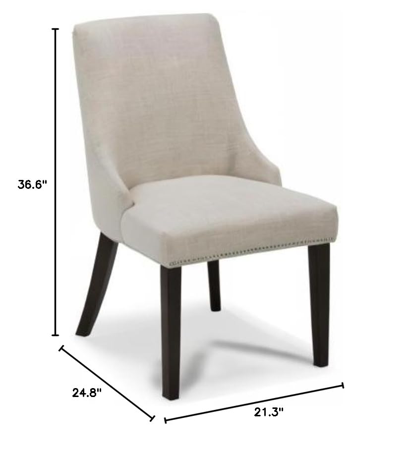 CHITA Farmhouse Dining Chairs with Nailhead Trim, Fabric High Back upholstered Chairs, Dining Room Chairs Set of 2,Linen
