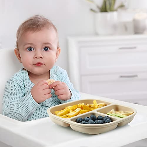 PandaEar Silicone Suction Plates for Baby Toddler, 3 Pack Baby Food Plate Toddler Plates Divided