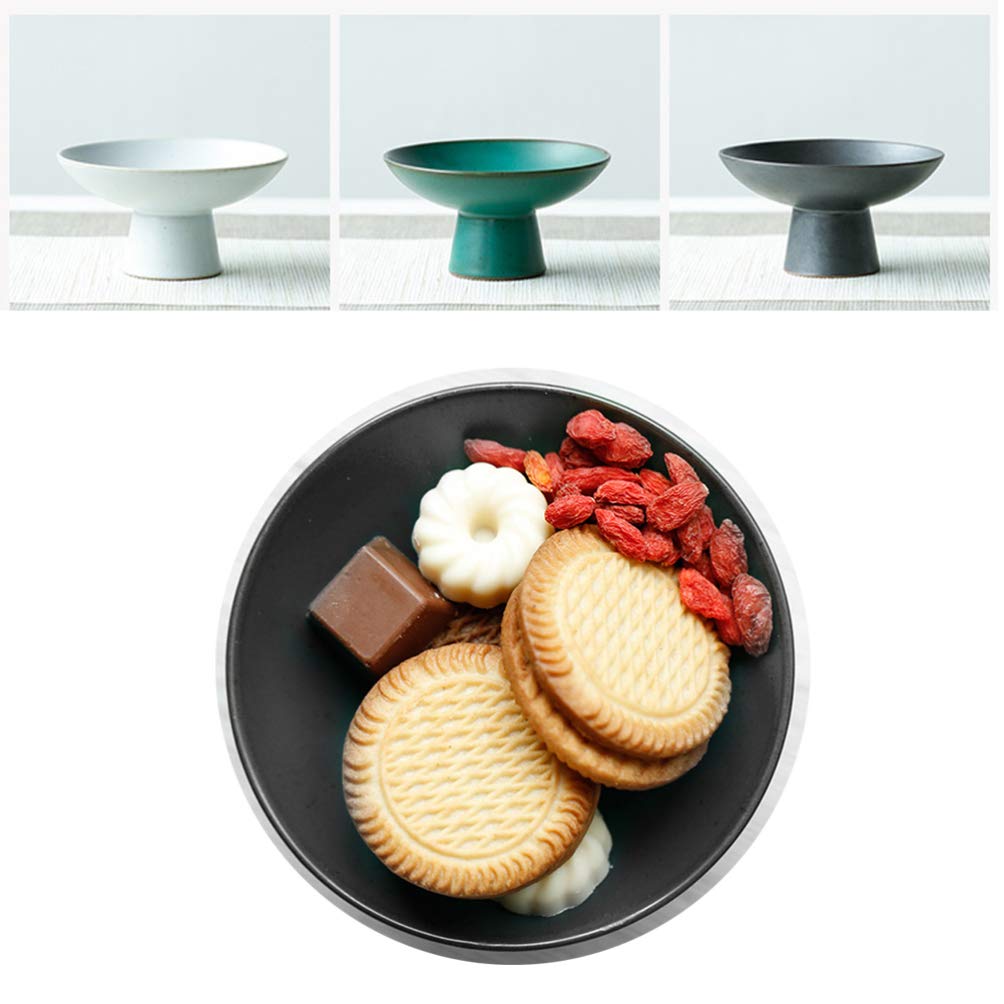 DOITOOL Ceramic Serving Dish Ceramic Footed Bowl Dish: Round Dessert Cup Decorative Serving Tray Plate Pastry Platter for Fruit Dessert Wedding Birthday Party Fruit Serving Platter