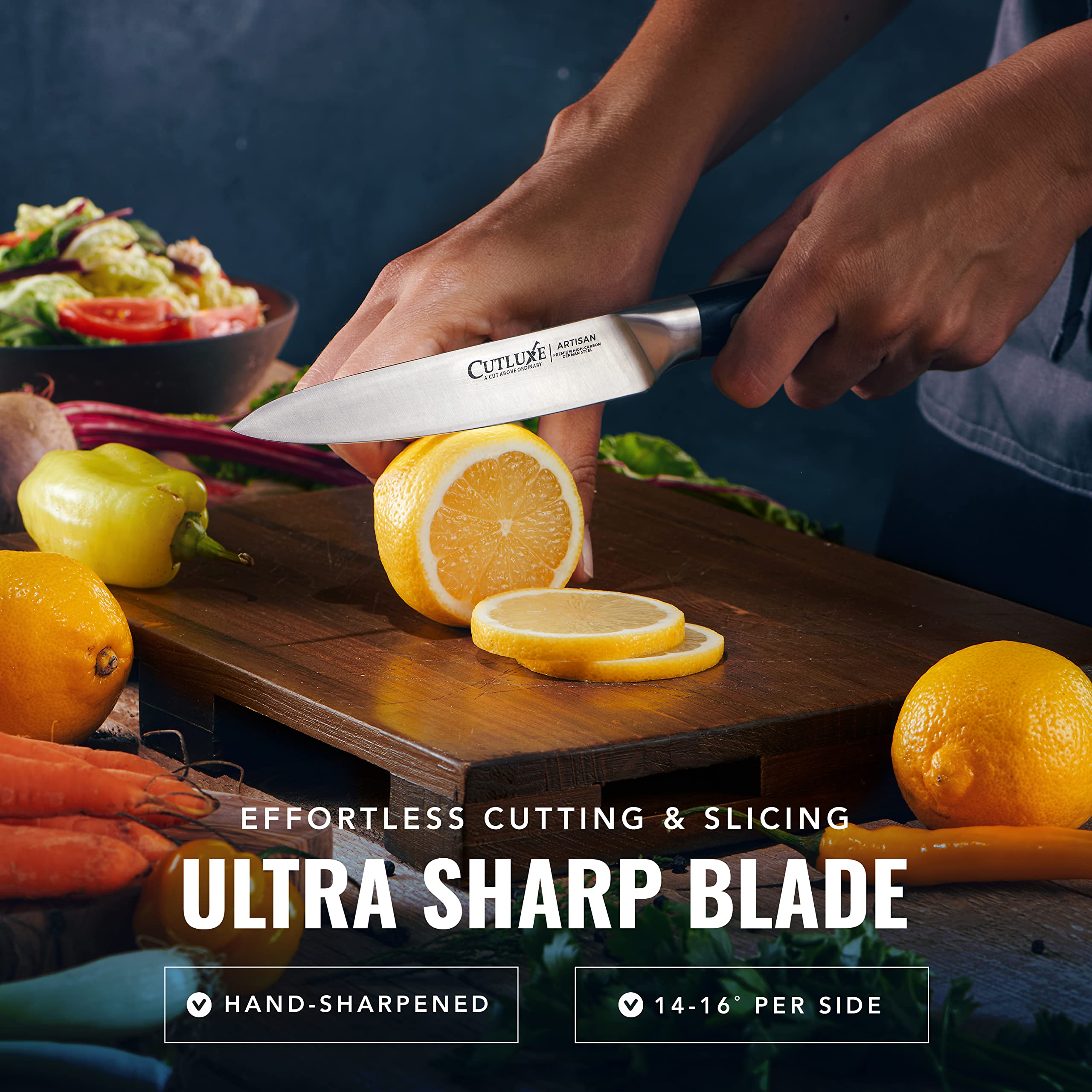 Cutluxe Utility Knife – 5.5" Paring Kitchen Knife – Forged High Carbon German Steel – Full Tang & Razor Sharp – Ergonomic Handle Design – Artisan Series