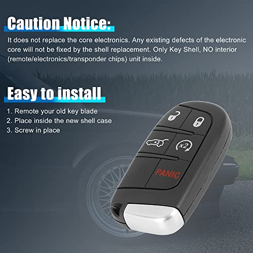X AUTOHAUX New Car Replacement Key Fob Shell Case Black M3N-40821302 for Jeep Grand Cherokee 2014-2020 Compass 2017 Renegade 2016-2018