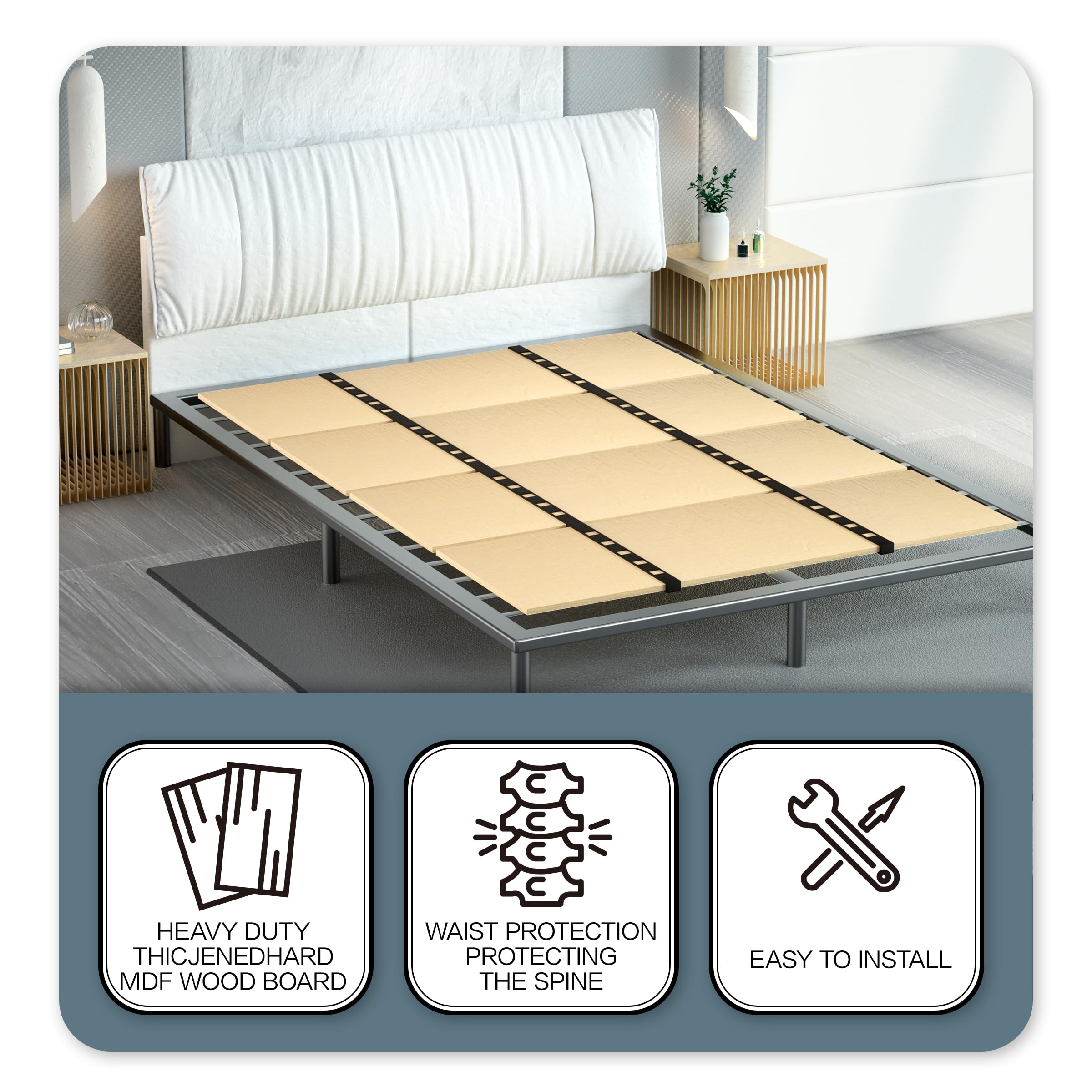 Yarfyk Folding Box Spring, Bed Plate,Queen Bed Board Under Mattress Support,Bed Plate Support Plate, Bed Plate Under, Twin 60"x 30" 