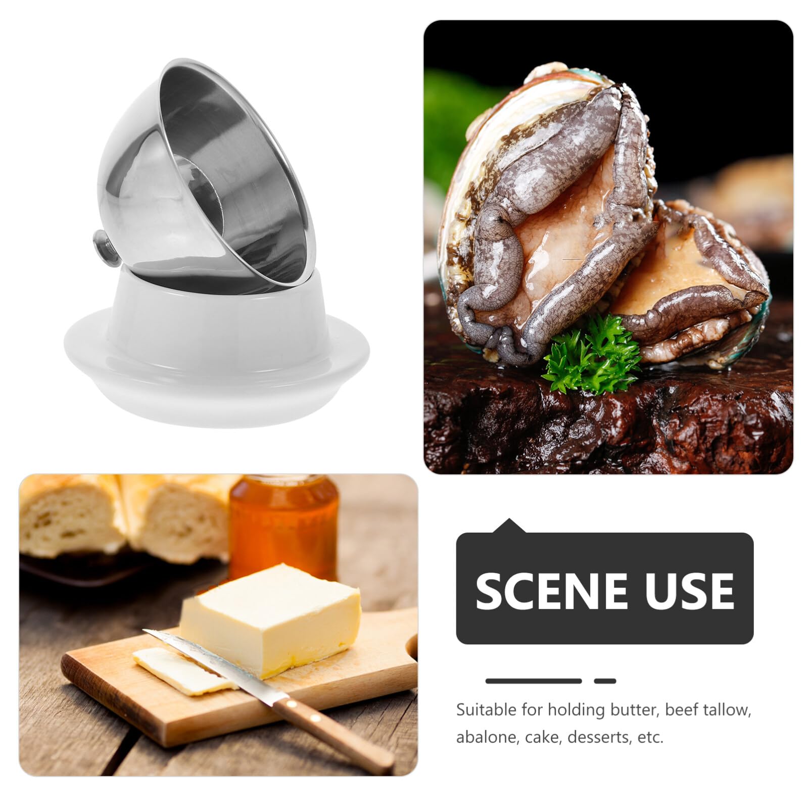 DOITOOL Cheese Dome Cover Butter Dish Ceramic Butter Plate with Stainless Steel Lid Farmhouse Butter Keeper Container Cheese Plate Mini Cake Stand for Home Restaurant Cheese Dome Cover
