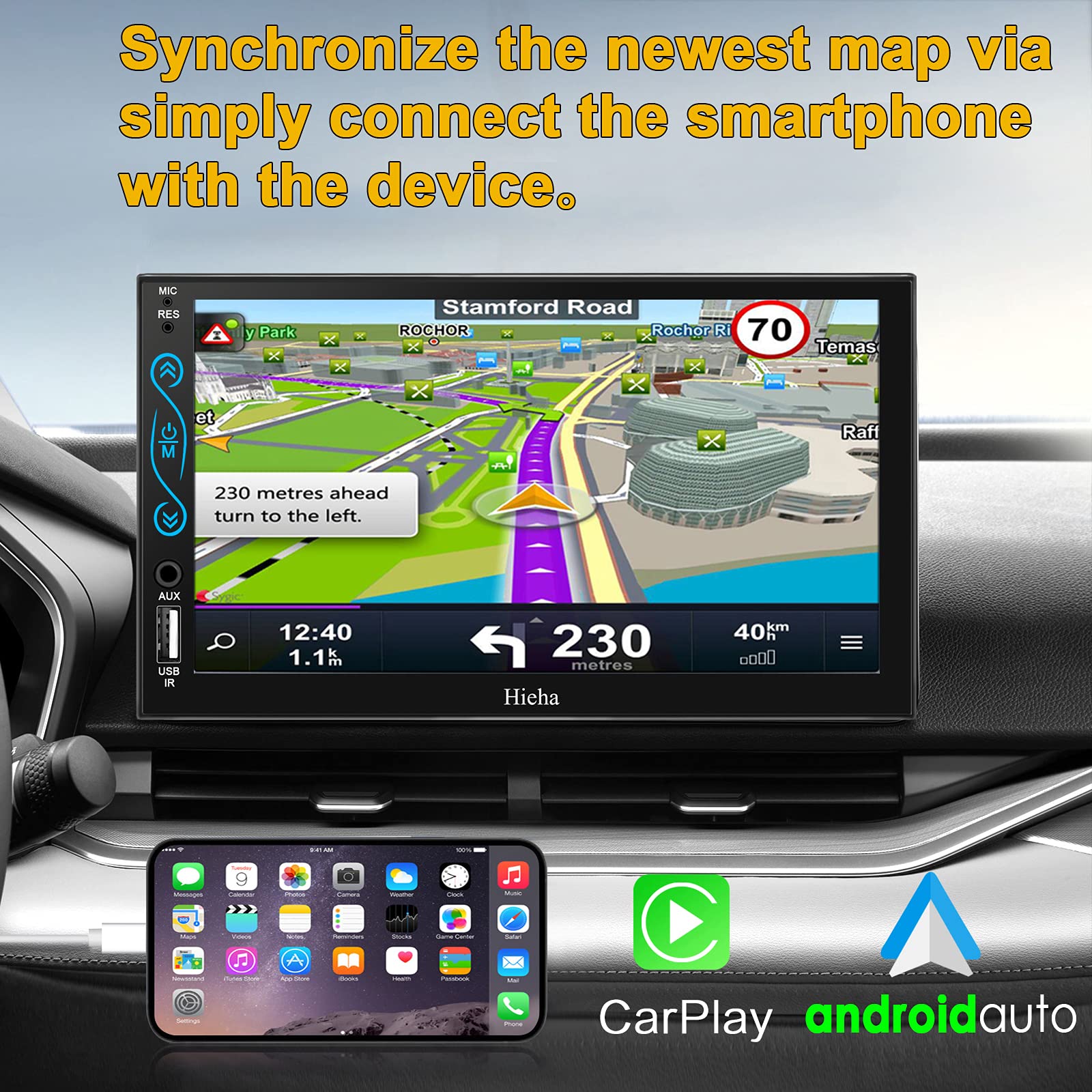 Double Din Car Stereo 2023 Upgraded 5.3 Bluetooth with Voice Control/Backup Camera- 7’’ HD LCD Touch Screen Audio Receivers, Subwoofer, Apple Carplay & Android Auto Radio MP5 Player, Mirro Link, SWC