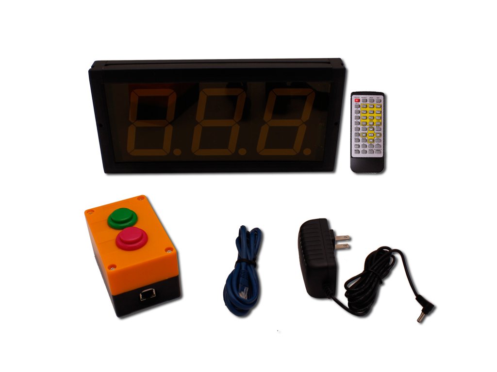EU 4 Inch Char High 3 Digits LED Clock (Red+Buttons)