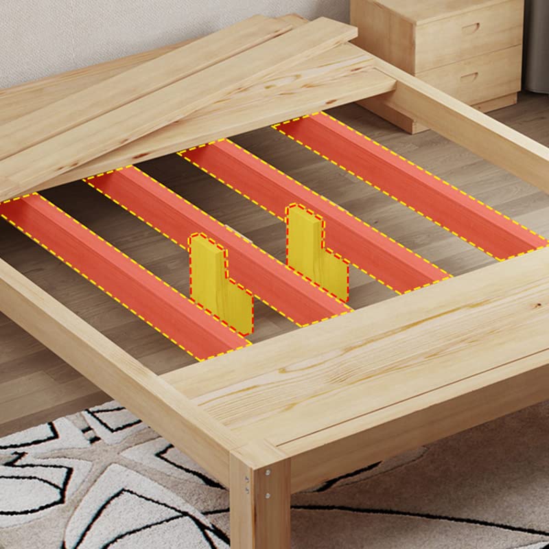 LITFAD Scandinavian Bed Frame Platform Bed Solid Wood Standard Bed Wooden Slats (No Box Spring Needed) - Twin XL, Single Bed