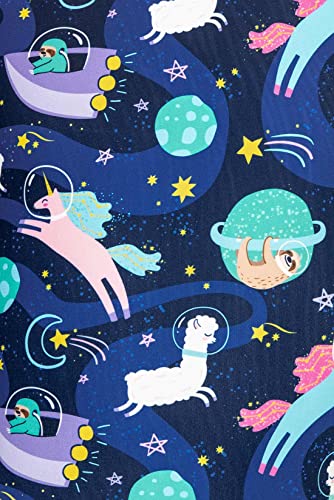 Destira Outta This World Gymnastci Leotard for Girls, Llamas, Unicorns and Sloths Outer Space Theme Navy Blue, Child Medium (8)