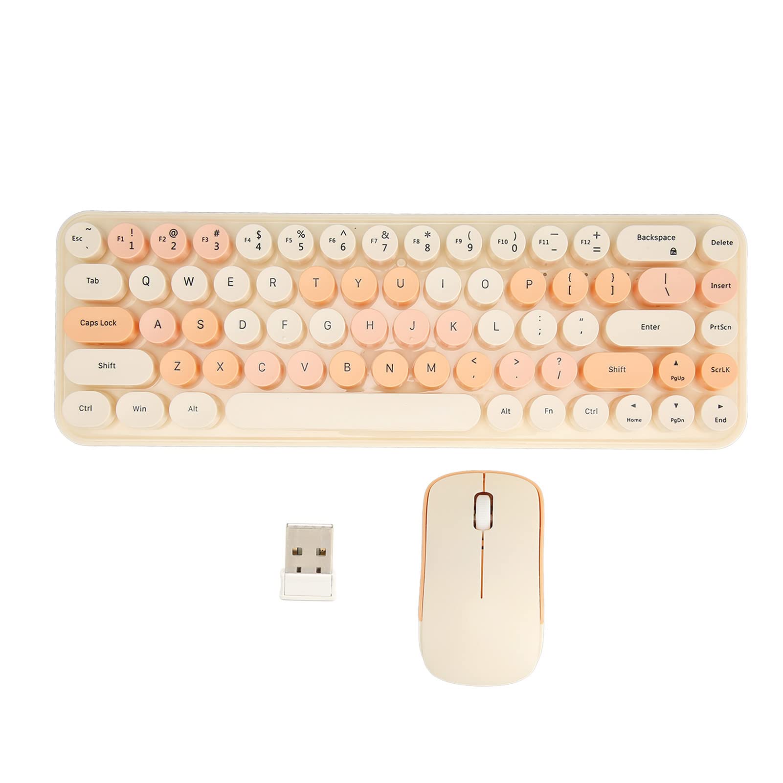 Gaming Keyboard Mouse, Beautiful, Durable, Retro Home USB Keyboard Mouse (Tawny Mixed Color)