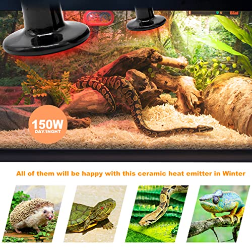 LLCHB Ceramic Heat Emitter, Ceramic Heat Lamp Bulb, Infrared Reptile Heat Emitter Heater Lamp Bulb for Turtle Snake Chicken, 2 Packet (150)