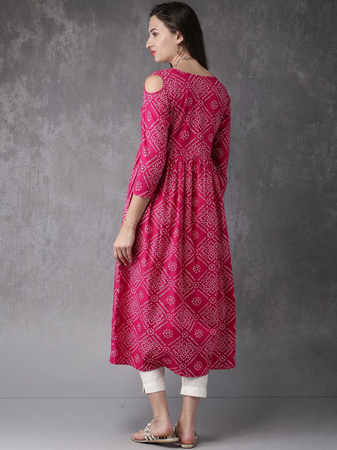 Chandrakala Kurti Palazzo Pant Set for Women Pink,Large (K204PIN3)