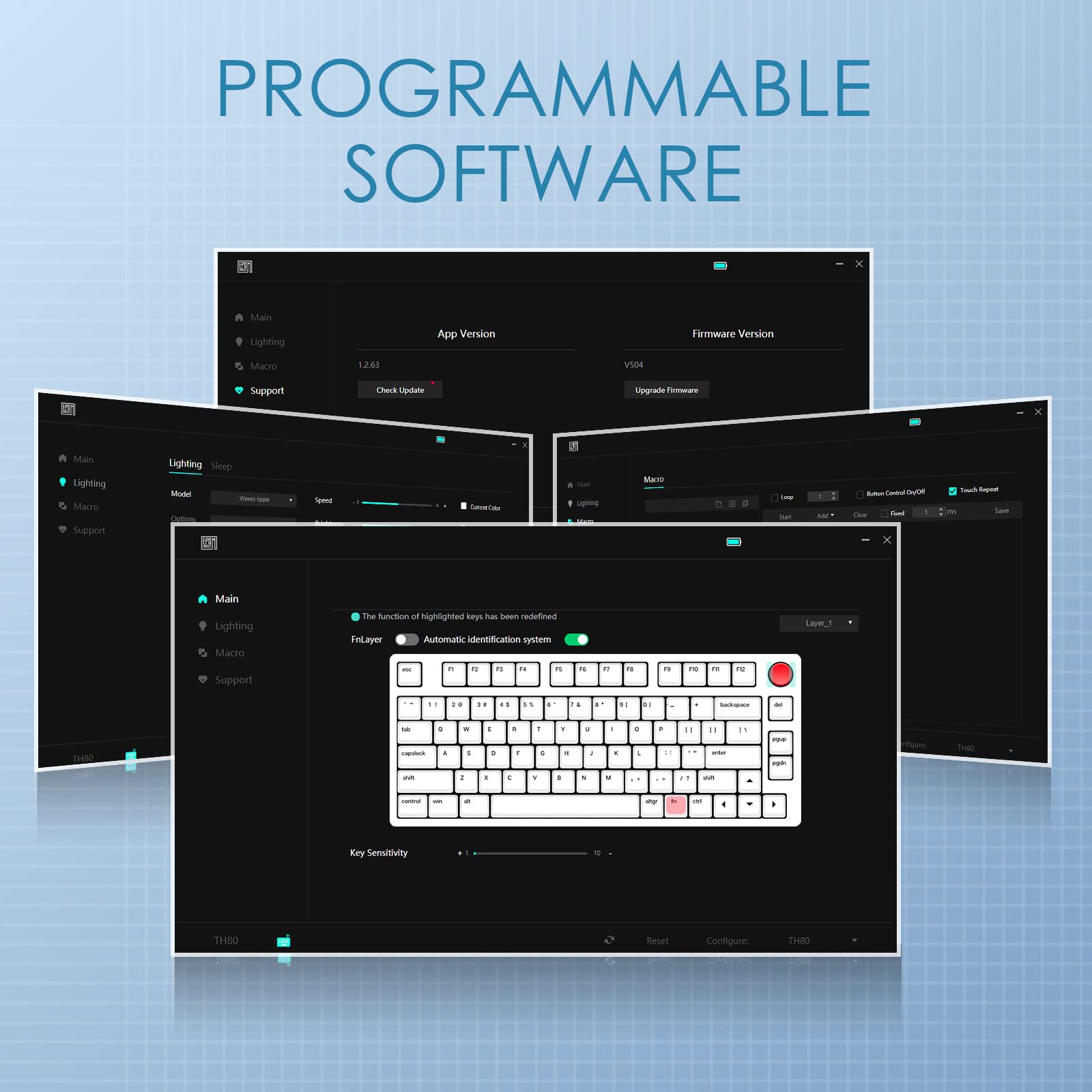 EPOMAKER TH80 Pro 75% Hot Swap RGB 2.4Ghz/Bluetooth 5.0/Wired Gaming Keyboard, with 4000mah Battery, PBT Keycaps, Knob Control for Windows/Mac PS5 PS4 Xbox