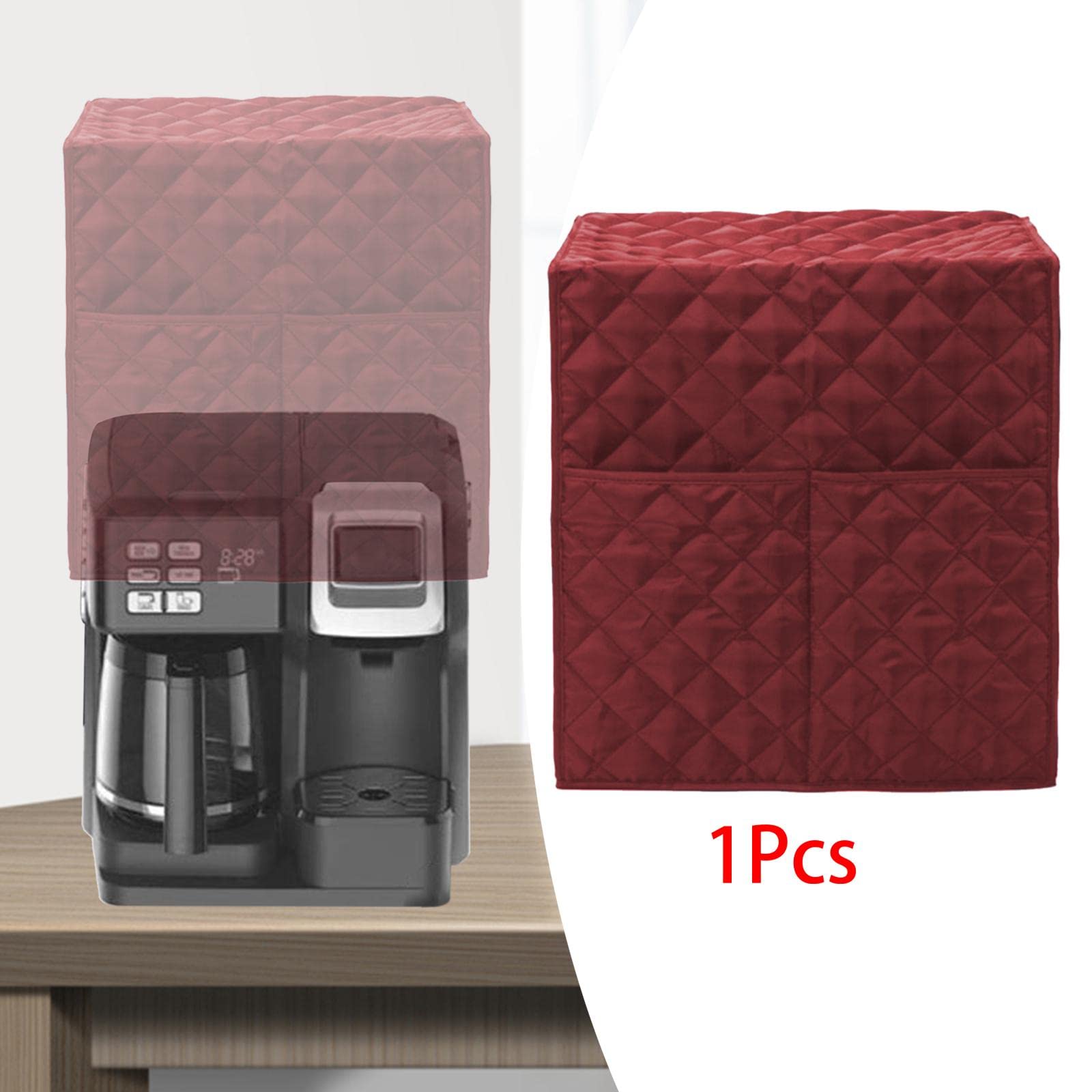 KLKCMS Coffee Machine Cover, Espresso Machine Quilted Protective Cover, Kitchen Appliance Covers, , red