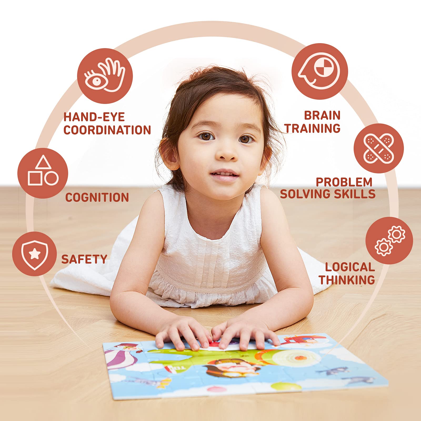 TOI Leveled Puzzles for Kids Aged 6 and Up, Toddler Puzzle Preschool Learning Jigsaw Puzzles, Large Pieces Educational Game for Boys Girls, Classic Education Step 7