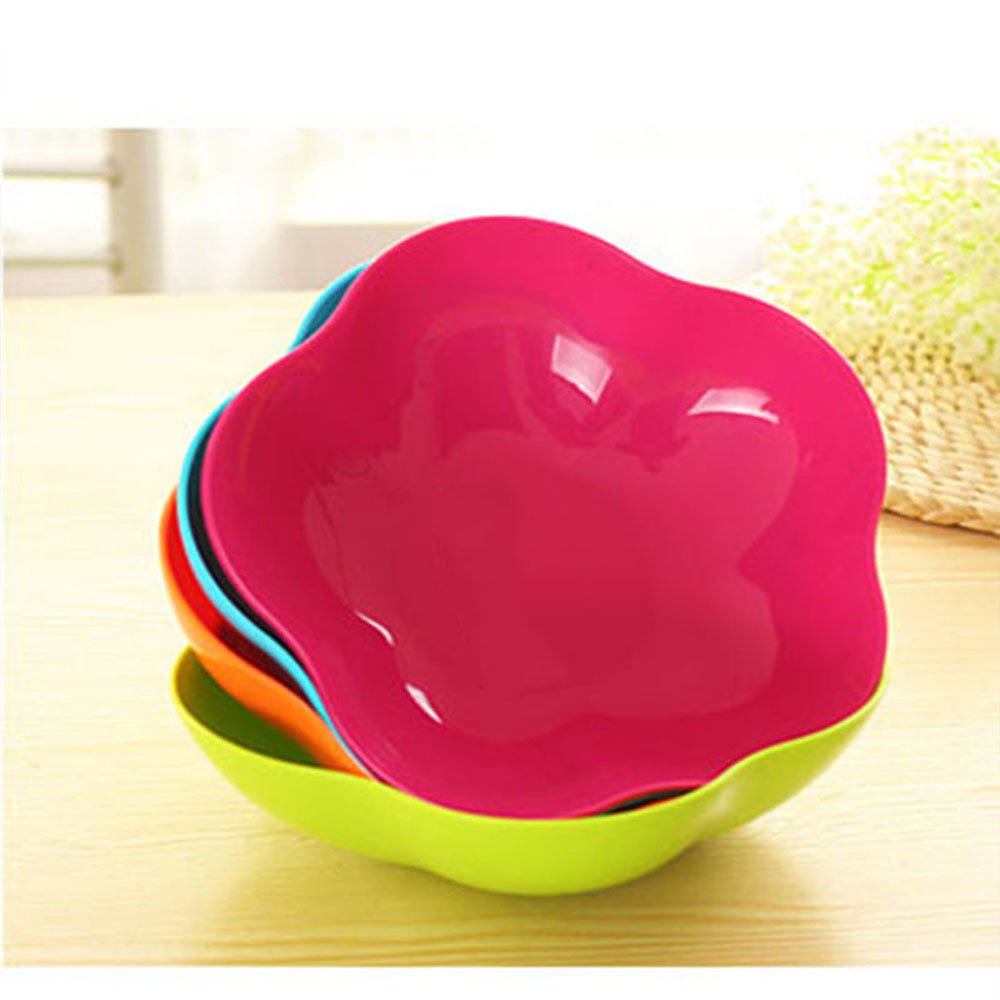 Everyfit Plastic Bowls Fruit Bowl Salad Bowl Candy Dish Seeds Bowl Tray Dried Snack Tray Household bowl,Party Serving Bowls,Multipurpose Colorful bowl (Flower shape, Orange)