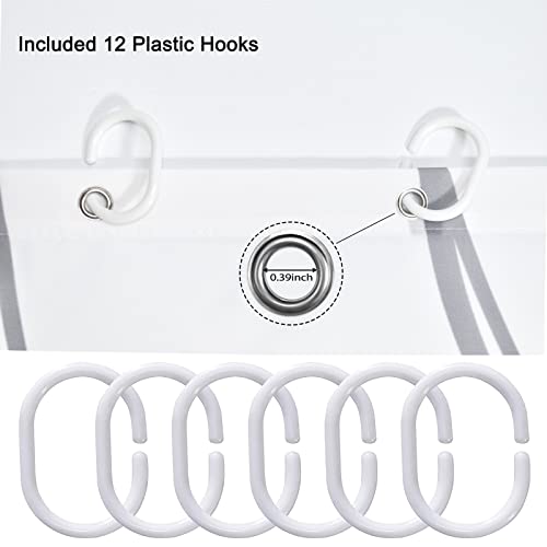 Punkray Grey and White Striped Fabric Shower Curtain for Bathroom with 12 Hooks, Curtains 72 Inches Long, Weighted Hem,Waterproof Bath Accessories Hotel Style - Machine Washable
