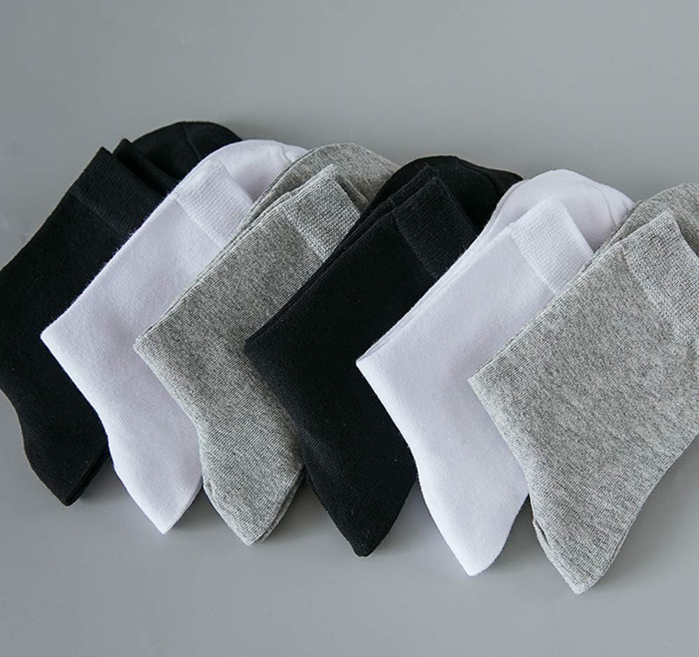 CHUNG Toddler Boys Girls 10 Pack Athletic Cotton Basic Crew Socks Autumn School Uniform Casual Sports,Plain Black,5-7Y