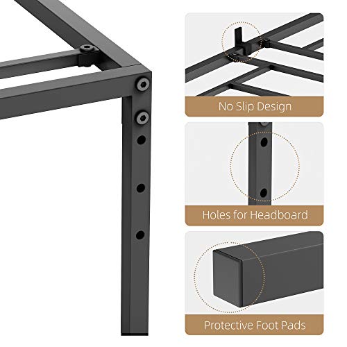 IDEALHOUSE Queen Metal Platform Bed Frame with Sturdy Steel Bed Slats,Mattress Foundation No Box Spring Needed Large Storage Space Easy to Assemble Non-Shaking and Non-Noise Black (Model: C80)