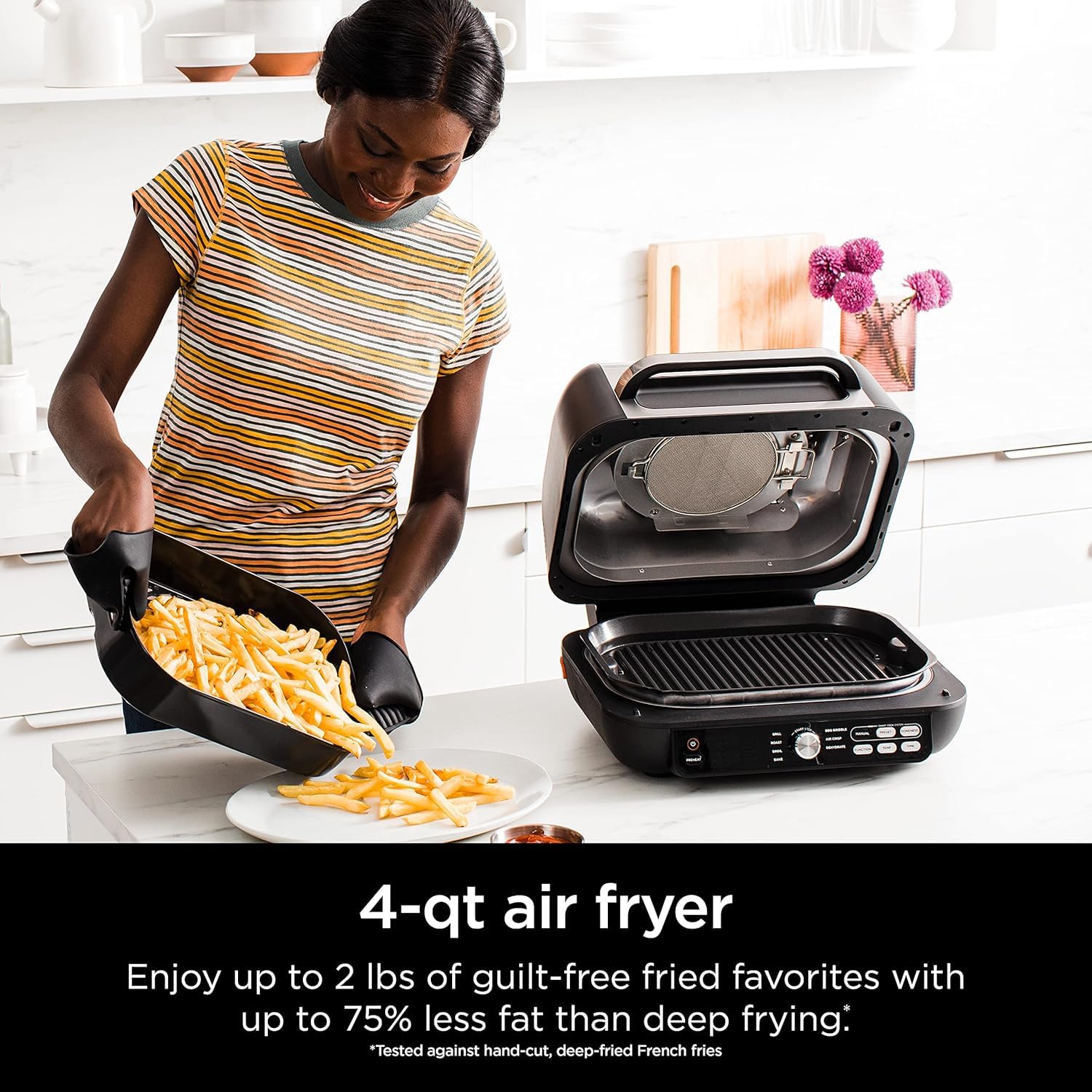 Generic IG651 Smart XL Pro, Indoor Grill/Griddle Combo, Air Fry, Dehydrate & More, Pro Power Grate, Flat Top, Crisper, Smart Thermometer, Black